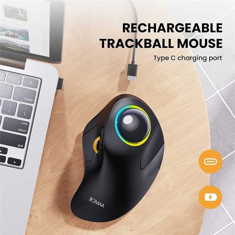 vertical JOMAA ergonomic mouse wireless RGB Backlit Bluetooth Trackball ...