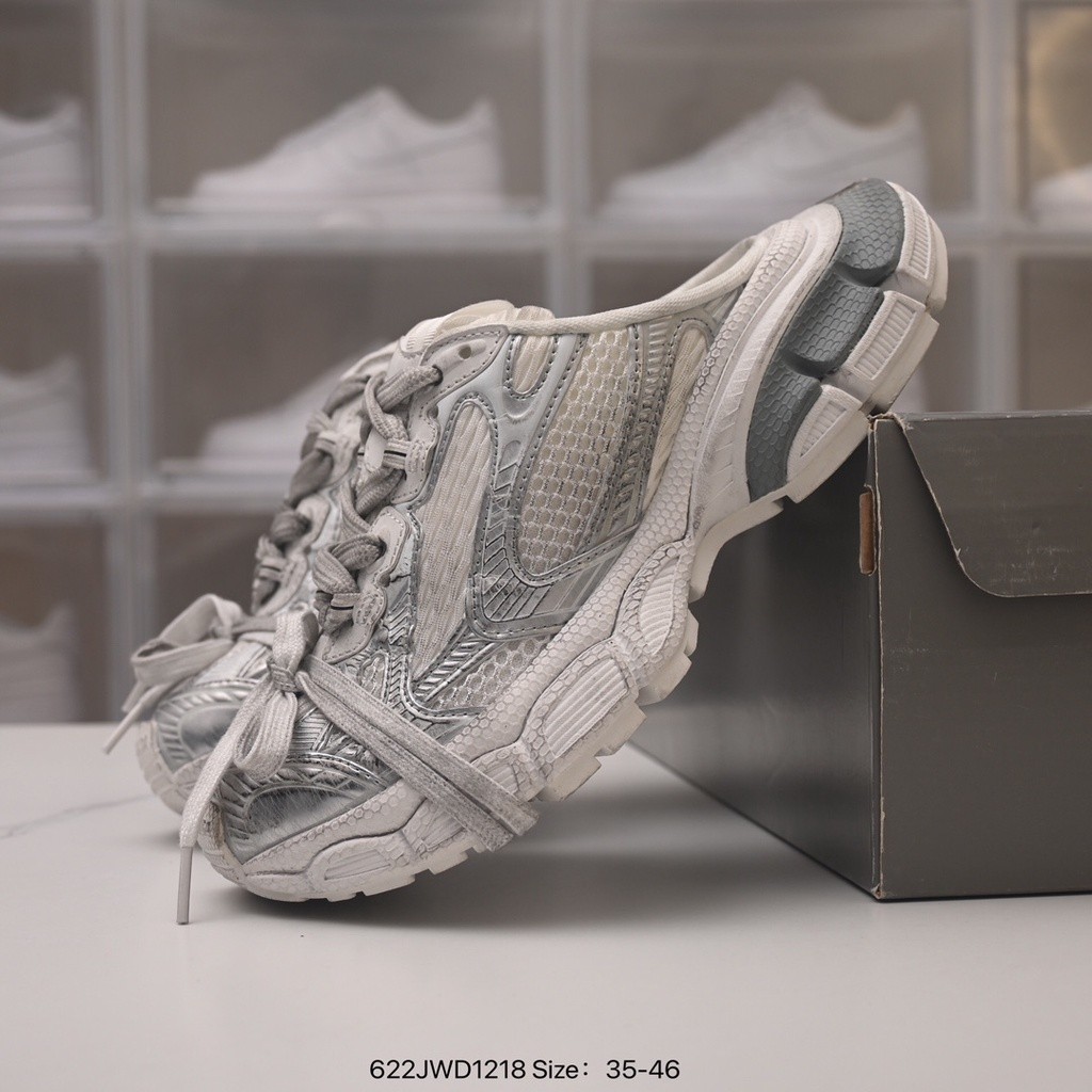 Balenciaga 3XL Mule Trainer รองเท้าผ้าใบลําลอง ส้นกว้าง 3+Series สไตล์ ...