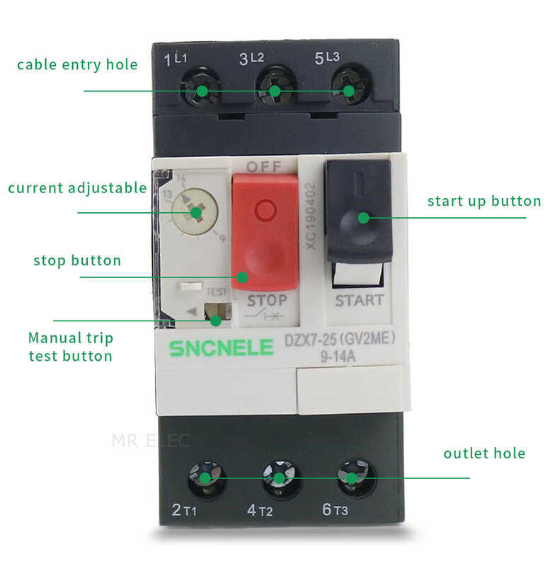 Gv2 Me Series 1 ชิ้น MPCB Gv2 มอเตอร์ป้องกันวงจรเบรกเกอร์ / สวิตช์ ...