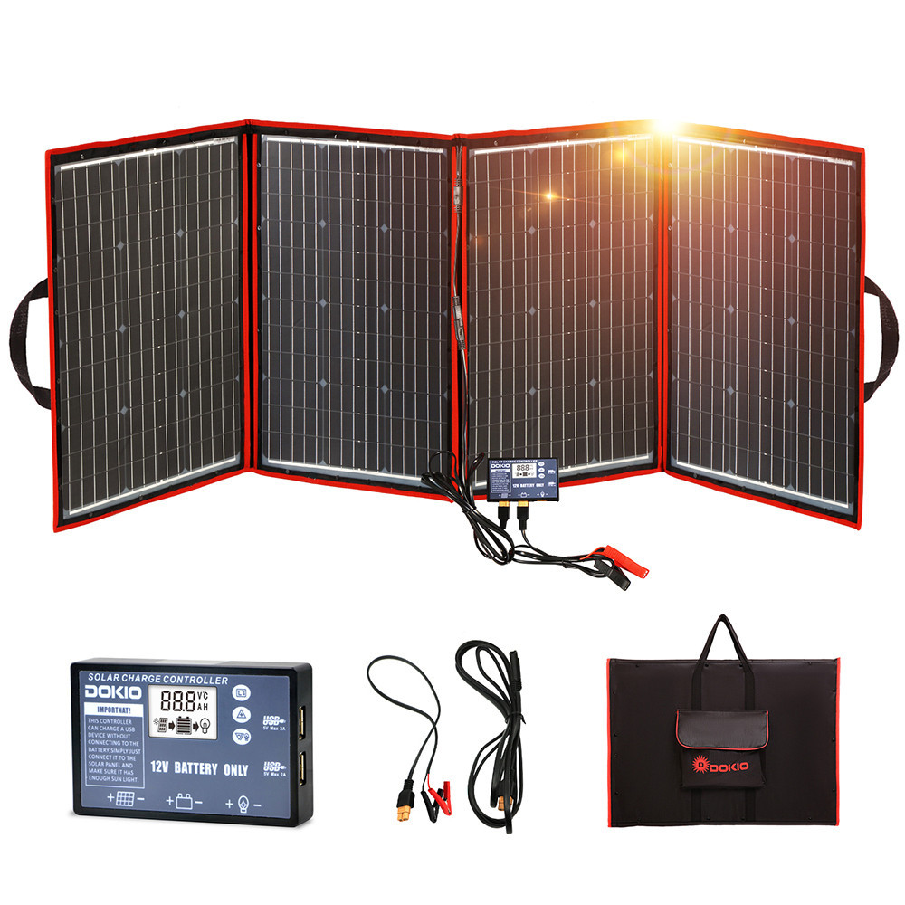 Dokio 200W 18V ยืดหยุ่นพับแผง 12V USB Charge Controller แบบพกพาพลังงาน ...