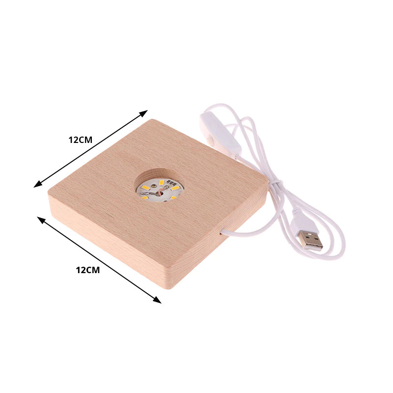 Yonii 6/8/10 ซม.Led โคมไฟไม้เนื้อแข็งสแควร์ไฟกลางคืนโคมไฟ Usb ผู้ถือไฟ ...