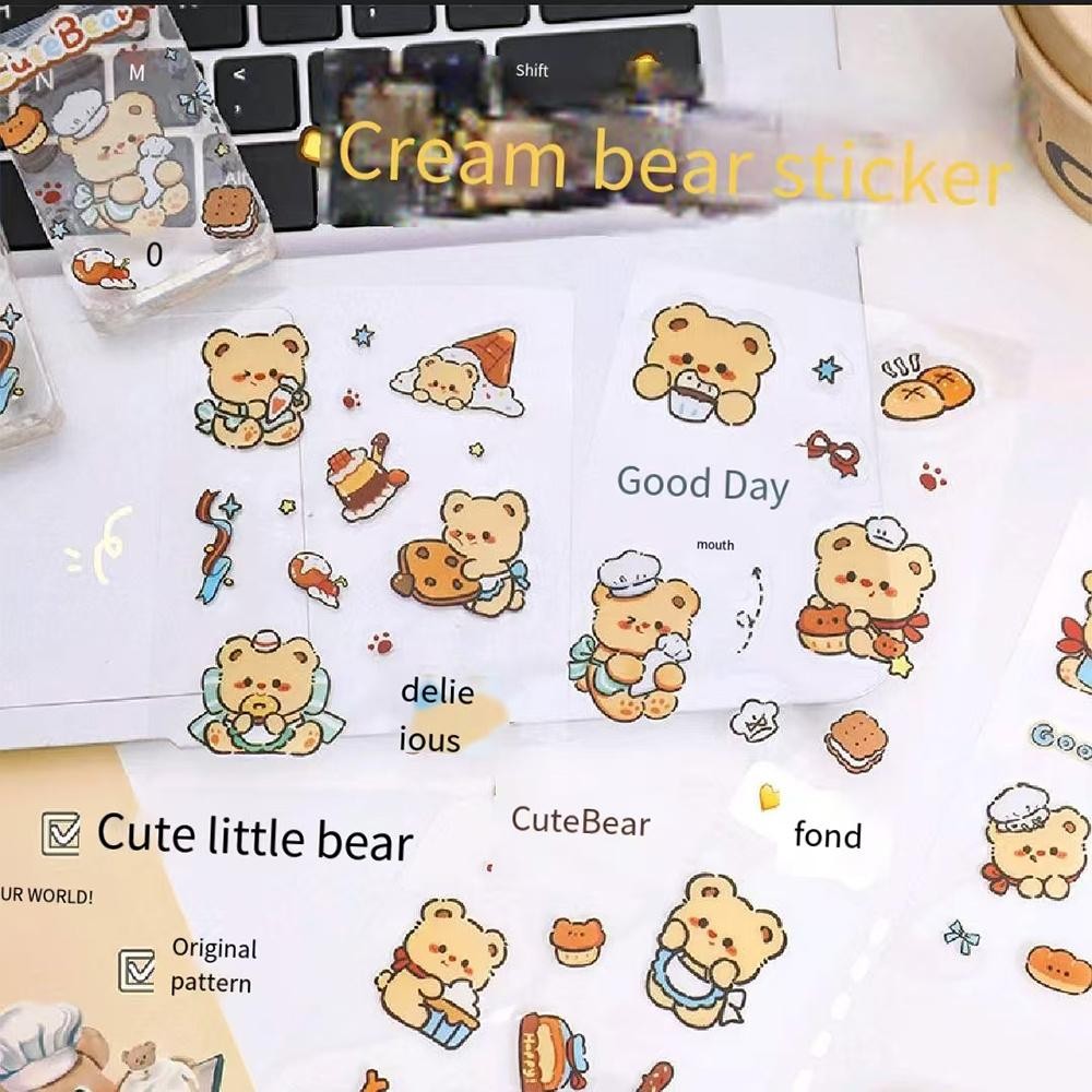 (จัดส่งในพื้นที่) Bulye การ์ตูนน่ารักสีเหลืองครีมหมีสติกเกอร์บัญชีมือ ...