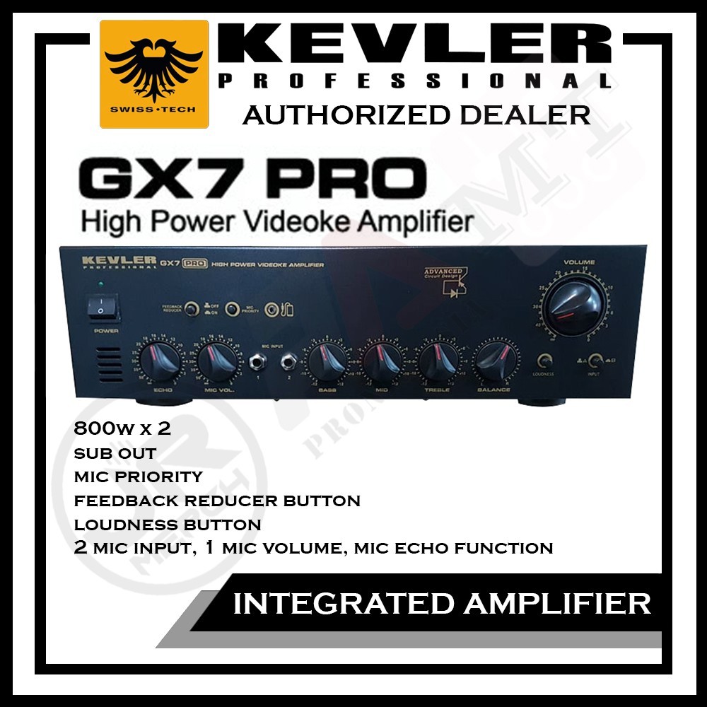ในสต็อก KEVLER (GX-7) PRO HIGH POWER VIDEO AMPLIFIER 800W x 2 W/3.5AUX, ปุ่มสําคัญของไมค์ ...