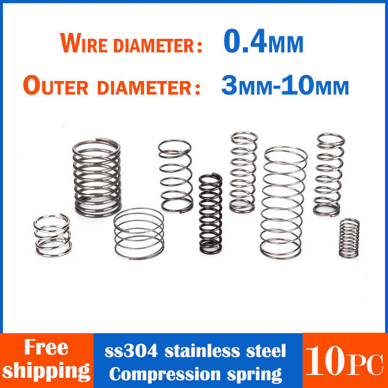 10Pcs Sus304 Stainless Steel Compression Wire Diameter 0.4Mm Return ...