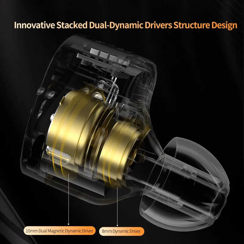 น 2DD (จัดส่งที่รวดเร็ว） แบบไดนามิกในหู Hi-Fi หูฟังตรวจสอบหูฟังยกเลิกหู ...