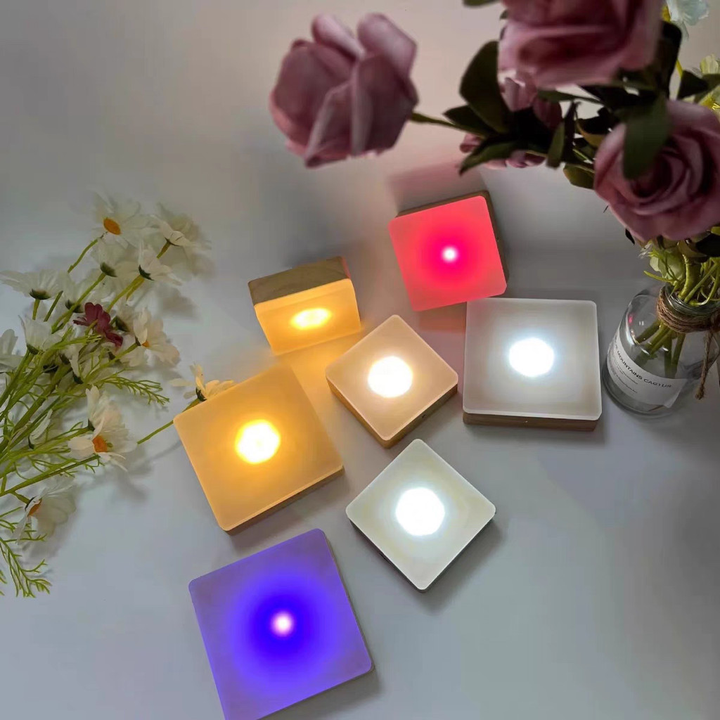 Yonii LED 6/8 / 10CM ฐานไม้เนื้อแข็ง, ไฟกลางคืนคริสตัลไม้เนื้อแข็ง, หัวเตียงสร้างสรรค์ DIY ฐาน ...