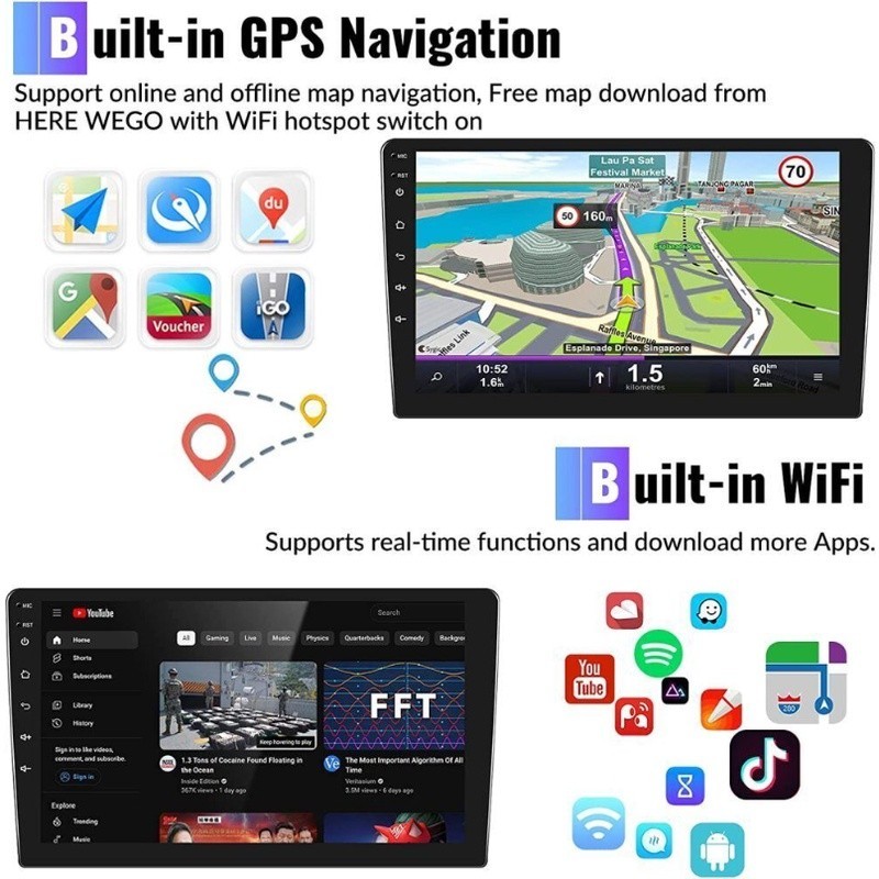 [พัดลมระบายความร้อน] Evean 360 เครื่องเล่น Android ในรถยนต์ 9/10 นิ้ว ...