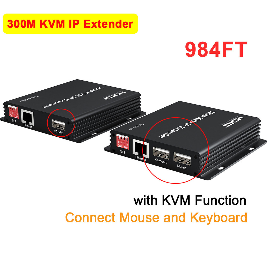 HDMI KVM Extender Over IP Rj45 Cat6 สาย 300M HDMI USB KVM Ethernet ...