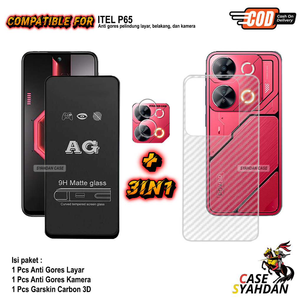 ในสต็อก HP LAYAR 3 in 1 Anti-Scratch Itel P65 แพคเกจกระจกนิรภัยป้องกัน ...