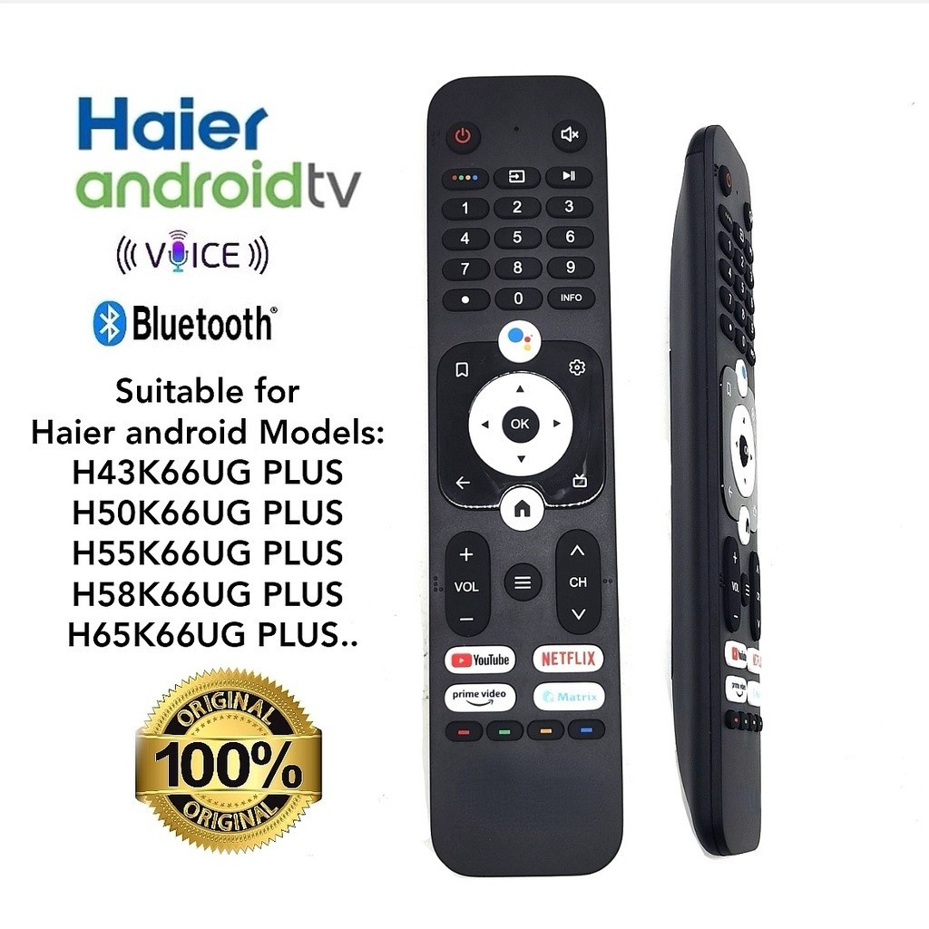 ของแท้ 2022 Haier รีโมตคอนโทรลทีวี Android HTR-U31 สําหรับ H43K66UG PLUS H50K66UG PLUS H55K66UG ...