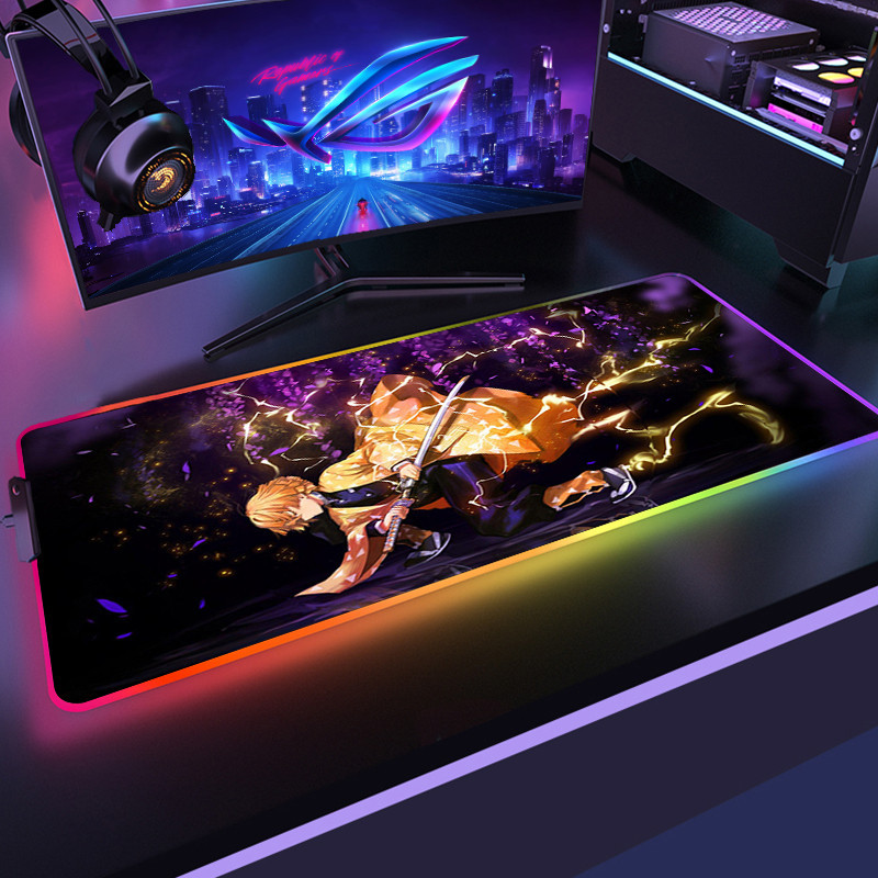 Demon Slayer แผ่นรองเมาส์ Pc RGB อะนิเมะพรม Setup Gamer อุปกรณ์เสริม ...