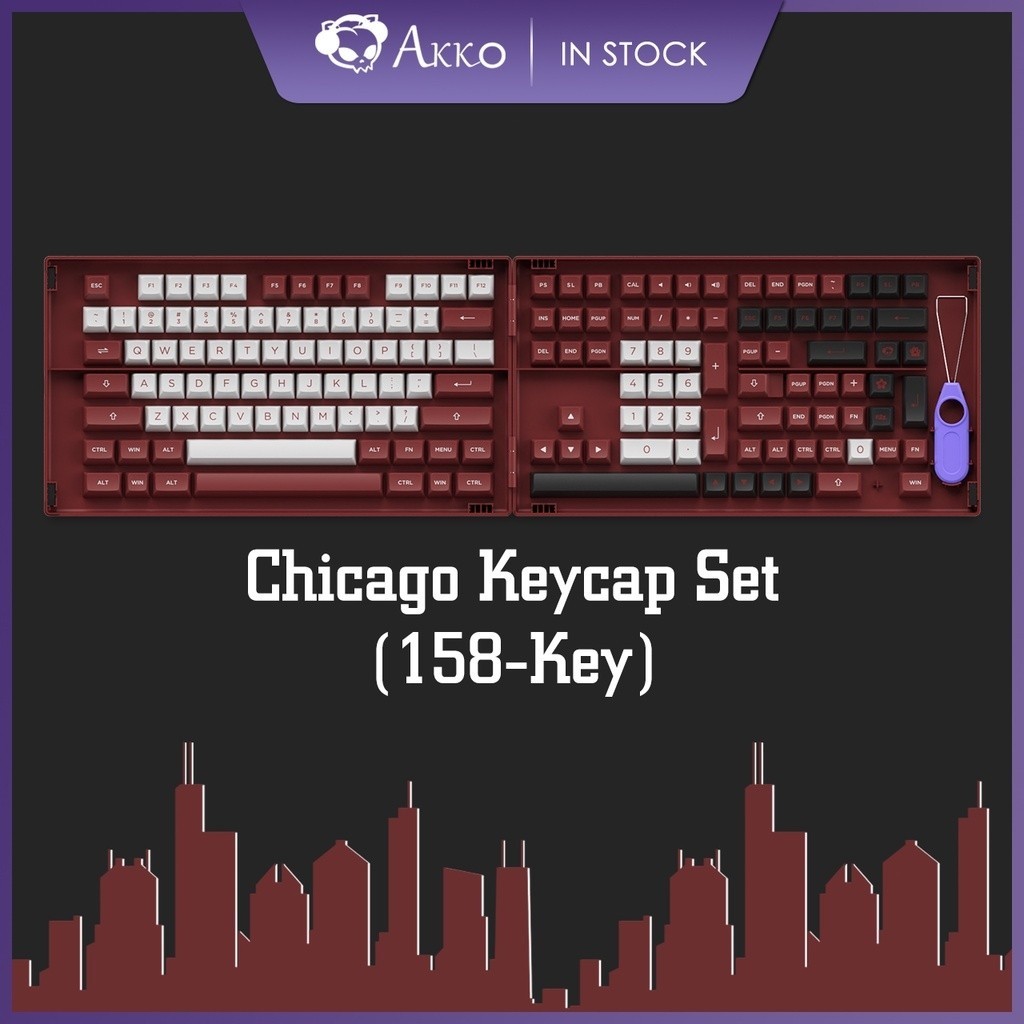 Akko Chicago Theme Keycap Set 158-Key ASA Profile PBT Double-Shot Full ...