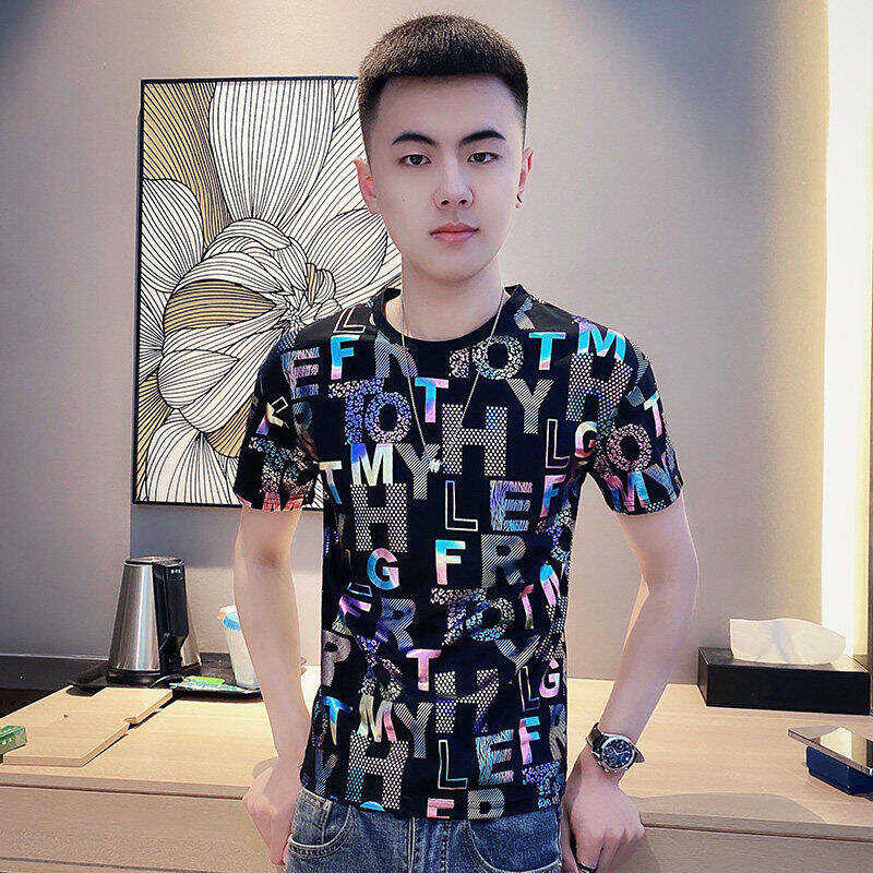 Naimo สลิมฟิตแขนสั้นผู้ชาย2022ใหม่พิมพ์เสื้อยืดแบรนด์น | Shopee Thailand