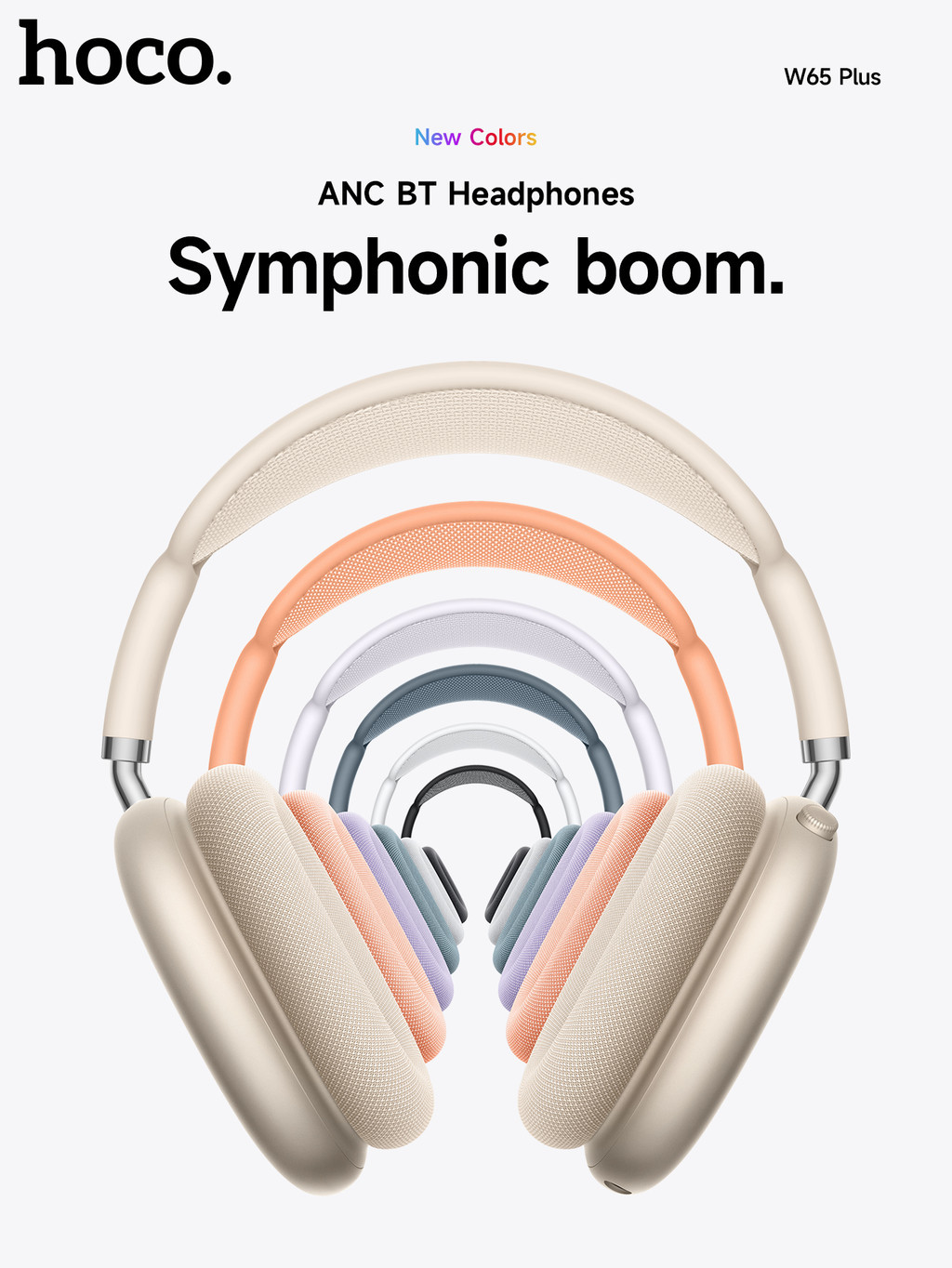 HOCO W65 Plus หูฟังบลูทูธ 5.4 ตัดเสียงรบกวน ANC แบตอึด 45 ชม. เปลี่ยนที่ครอบหูได้ รองรับ AUX hc3 ...