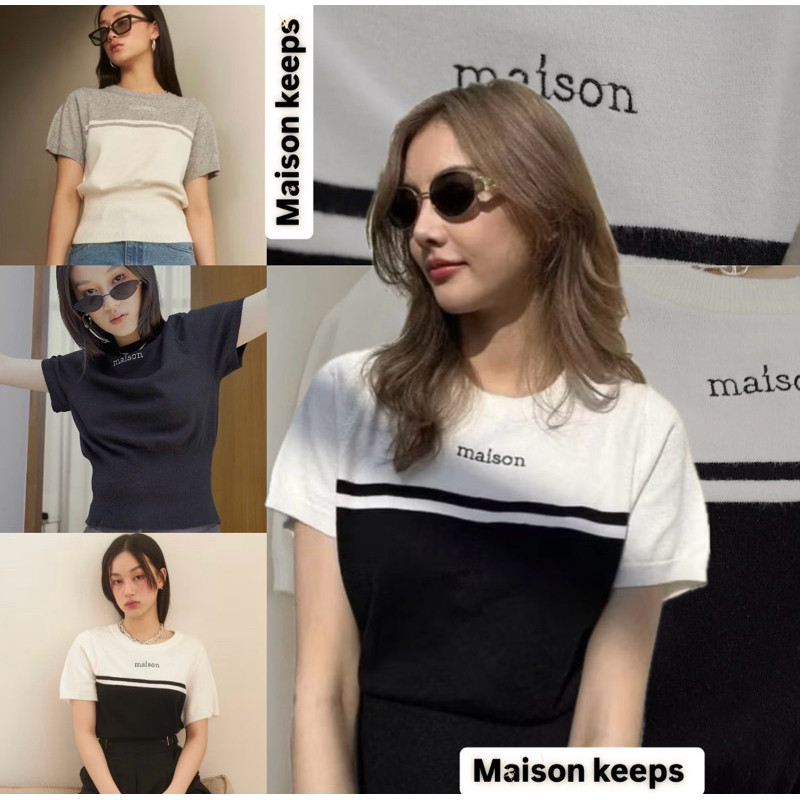 maison KEEPS | Pacific Knitted Tops (พร้อมส่ง)เสื้อไหมพรมคอกลม ปักโลโก้ maison ใช้โค้ดลด30%ได้คุ ...
