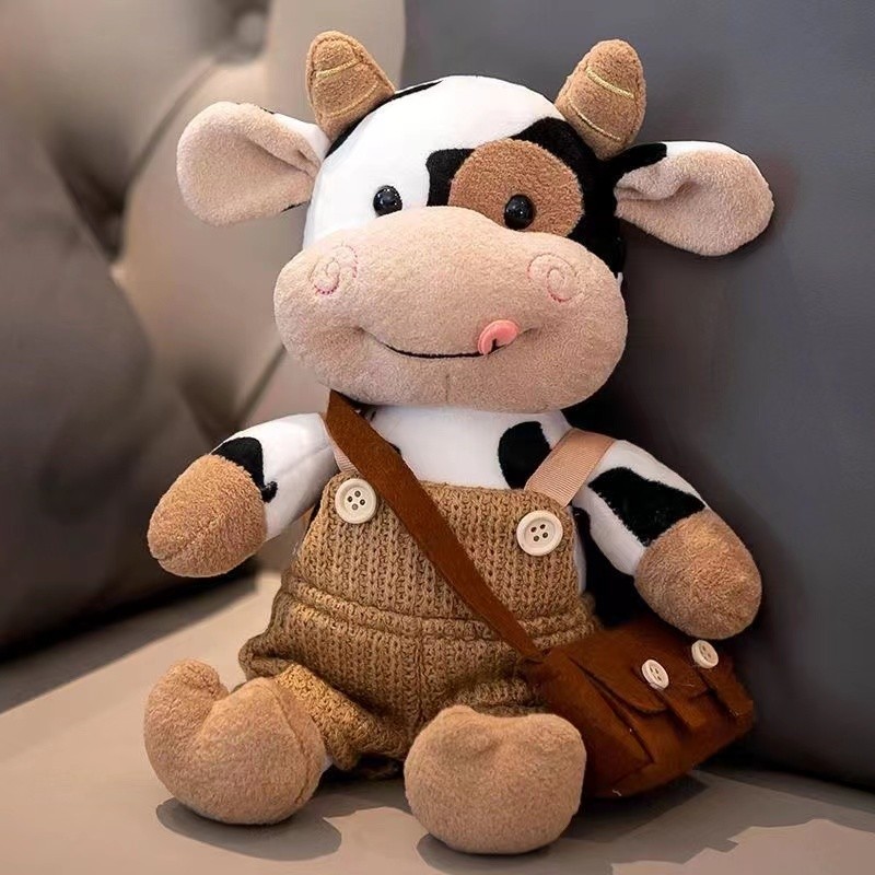 26CM Cartoon Milk Cow Plush Doll Cute Simulation Cattle Animals Plush ...