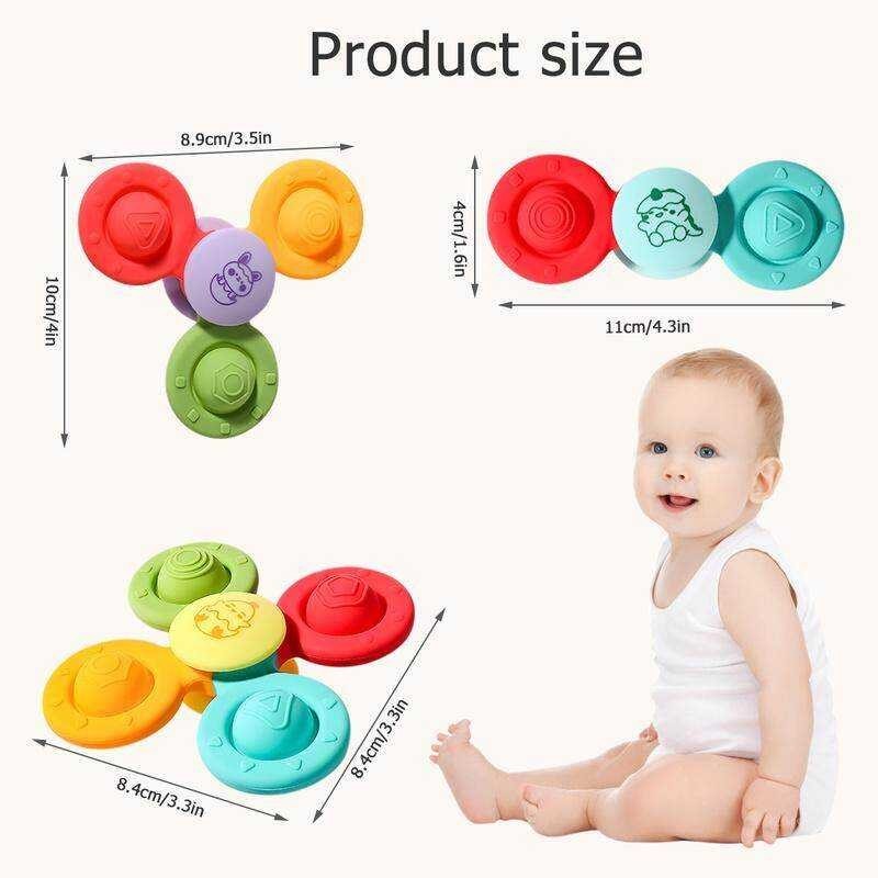 Suction 3Pcs Cup Montessori Sensory S*ner Soft Silicone Baby Bath ...