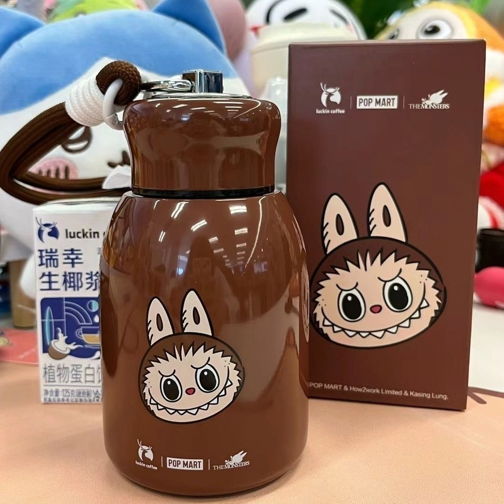 [ของแท้ในสต็อก] Luckin labubu Bubble Mart series แก้วเก็บความร้อนแบรนด์ ...