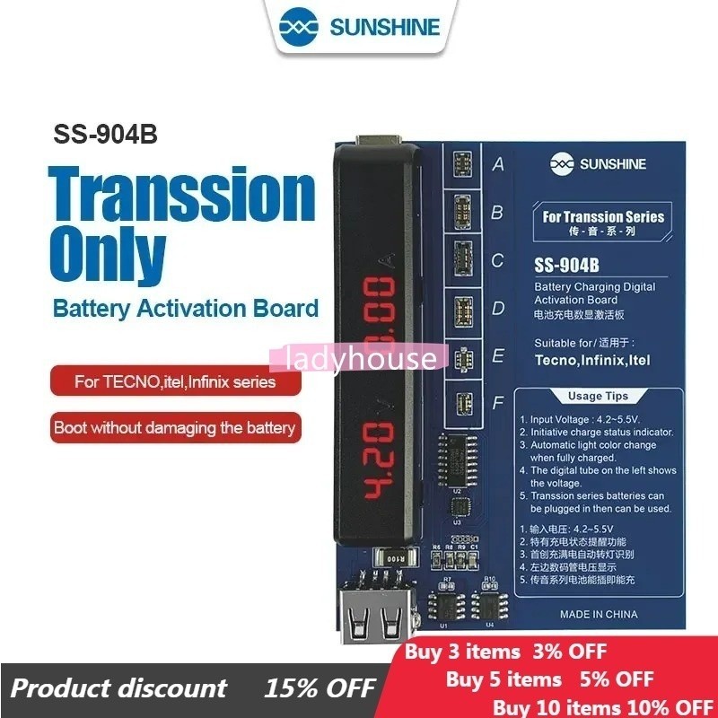 ต้นฉบับใหม่ SUNSHINE SS-904B TECNO แบตเตอรี่ชาร์จดิจิตอลจอแสดงผลเปิดใช้ ...