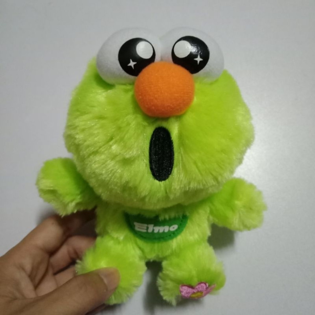 Sesame Street Green Elmo เอลโม่เขียว ป้ายห้อย ตุ๊กตามือสองญี่ปุ่น ...