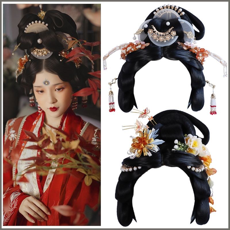 สไตล์โบราณ Hanfu Palace เครื่องแต่งกายโบราณ Imperial Concubine วิกผมทรง ...