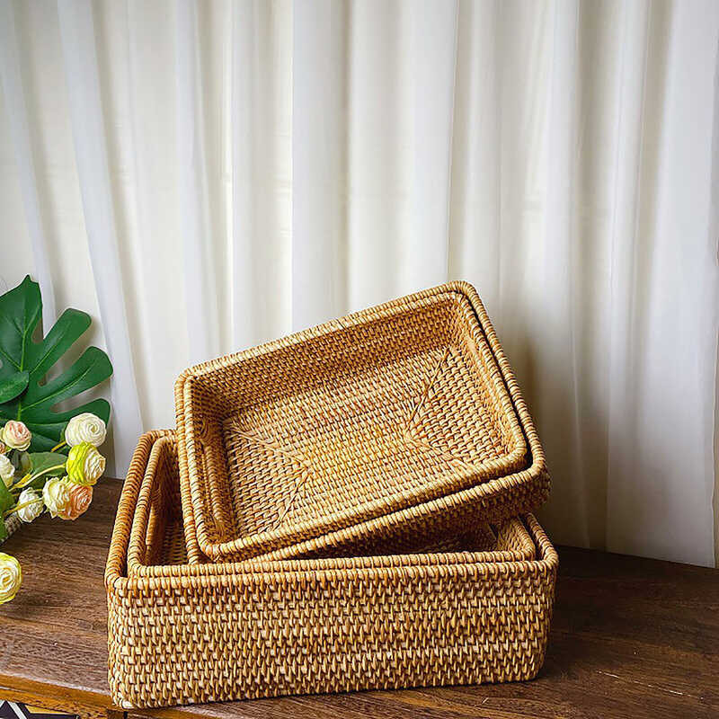 Home storage [Dailynews] basket Weaving Storage Box Wicker Food Tray ...