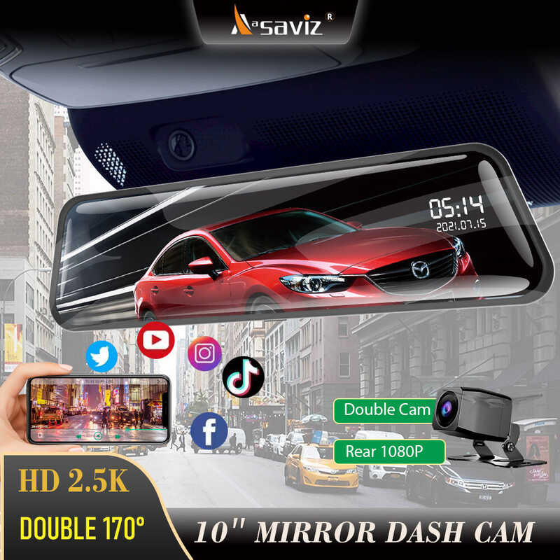 inch Backup 10 Cam 2K Dual Lens Front Dash Camera Full Touch Screen ...