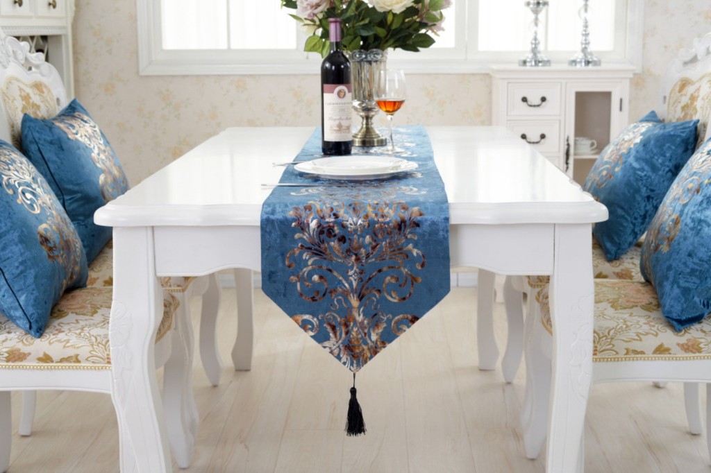 ยุโรปผ้าปูโต๊ะ Runner 4 6 8 ที่นั่ง Kain Alas Meja Hiasan ตาราง ...