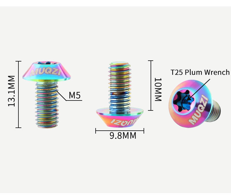 Muqzi 6PCS Titanium Disc Rotor Bolts MTB จักรยานเบรคโรเตอร ์ สกรู M5 x 10 มม.Ultralight T25 ...