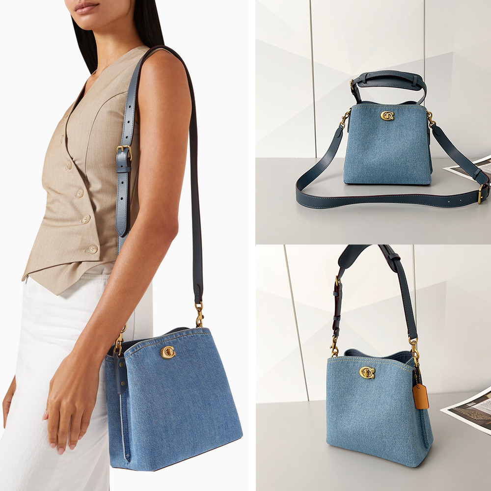 พร้อมส่ง ของแท้ 100% COACH Charlie CS241 กระเป๋าถือ กระเป๋าสะพายไหล่ ผ้ายีน ทรงโท้ท สีฟ้า แฟชั่น ...