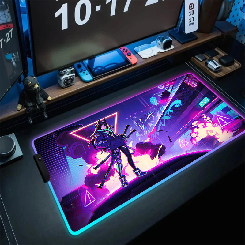 RGB Gaming Mouse Pad Arknights ยางที่มีสีสัน Luminous Mousepad อะนิเมะ ...