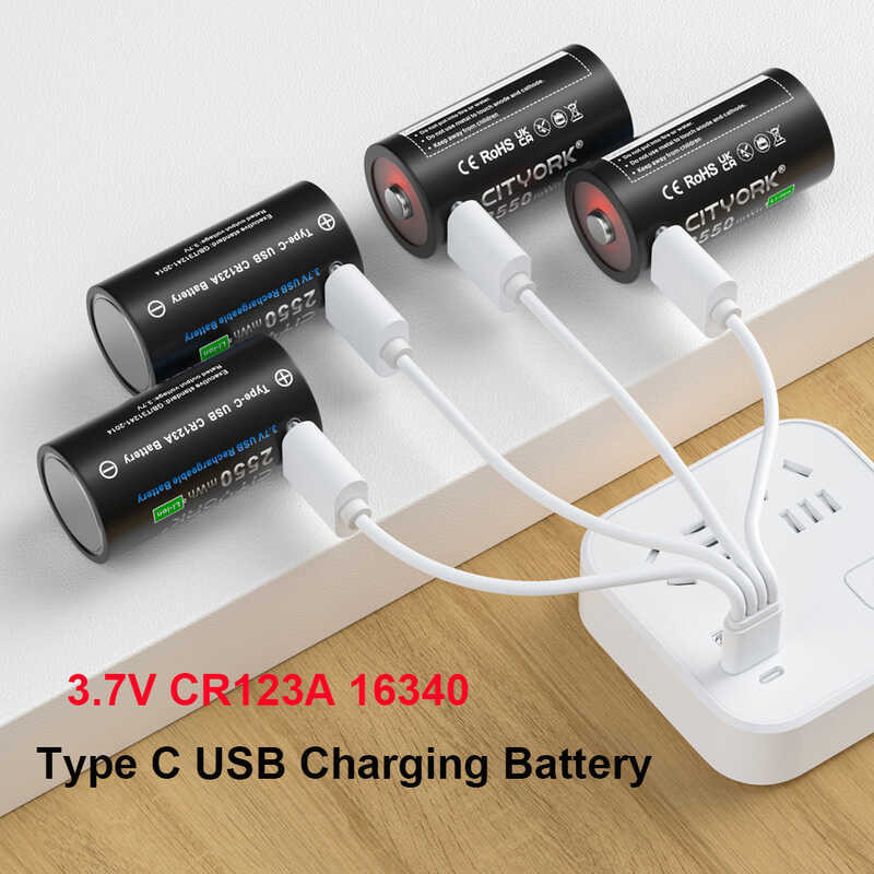 Cityork Rcr123ชาร์จแบตเตอรี่แบบชาร์จไฟได้3.7V 16340 Cr123 Cr123a ...