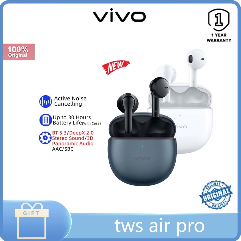 Vivo TWS Air Pro TWS หูฟังไร้สาย บลูทูธ 5.3 ตัดเสียงรบกวน แบตเตอรี่ 30 ...