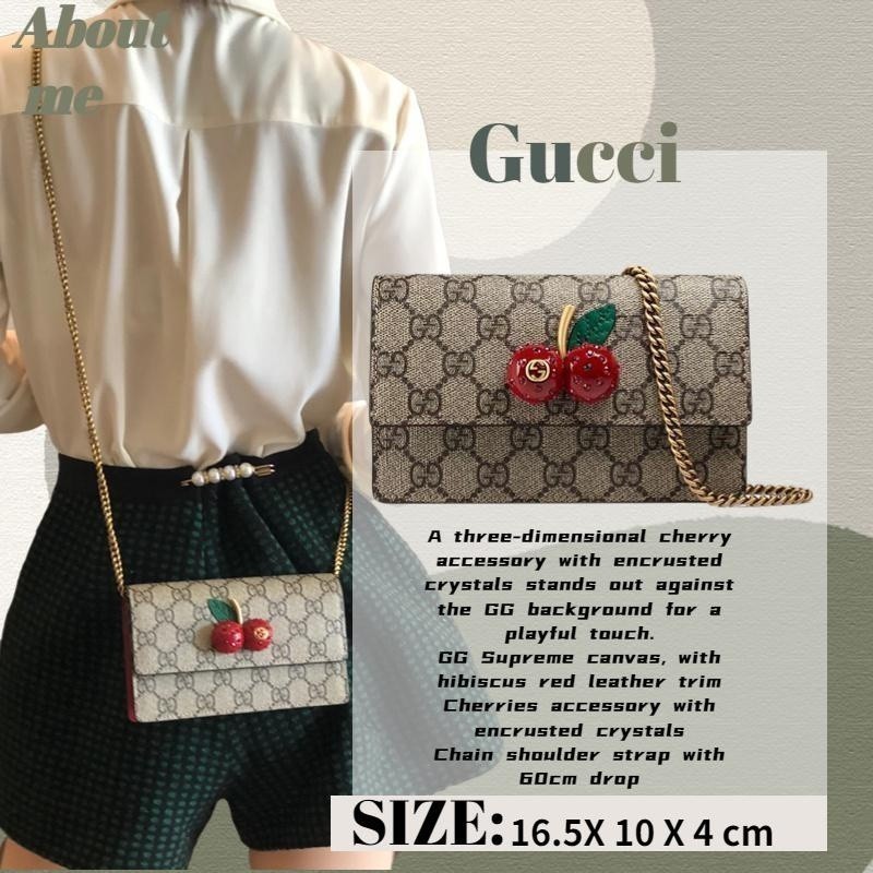 Gucci GG Supreme Canvas Cherry Mini BagWomen 's Shoulder BagChain BagCherry Wallet 9YRG | Shopee ...