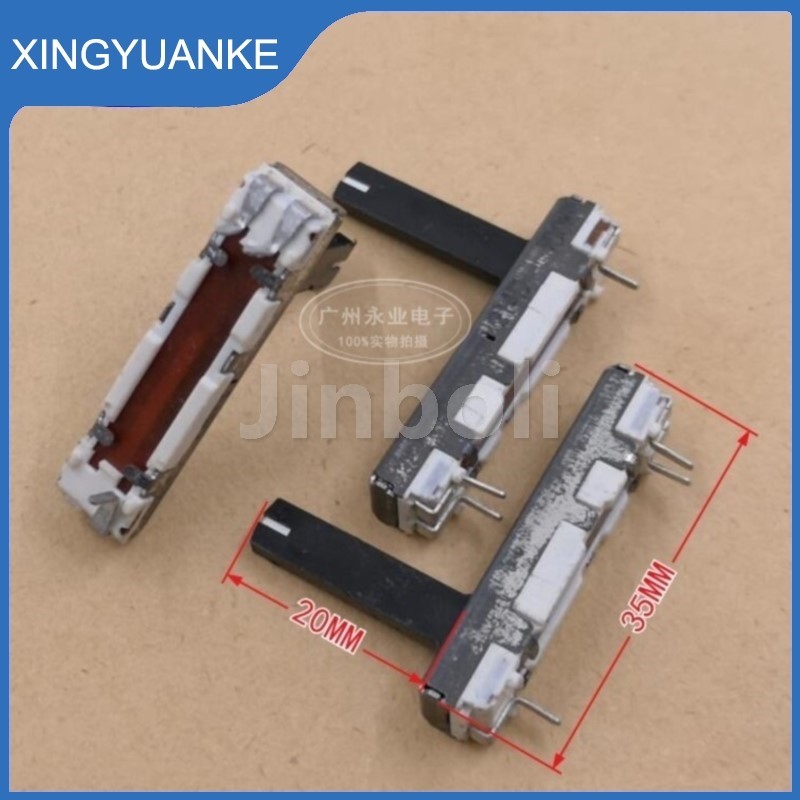 2pcs 35 มม.3.5 ซม.ตรงสไลด์ Potentiometer Resistor B100K Midpoint Single 3Pins Mixer Fader 100K ...