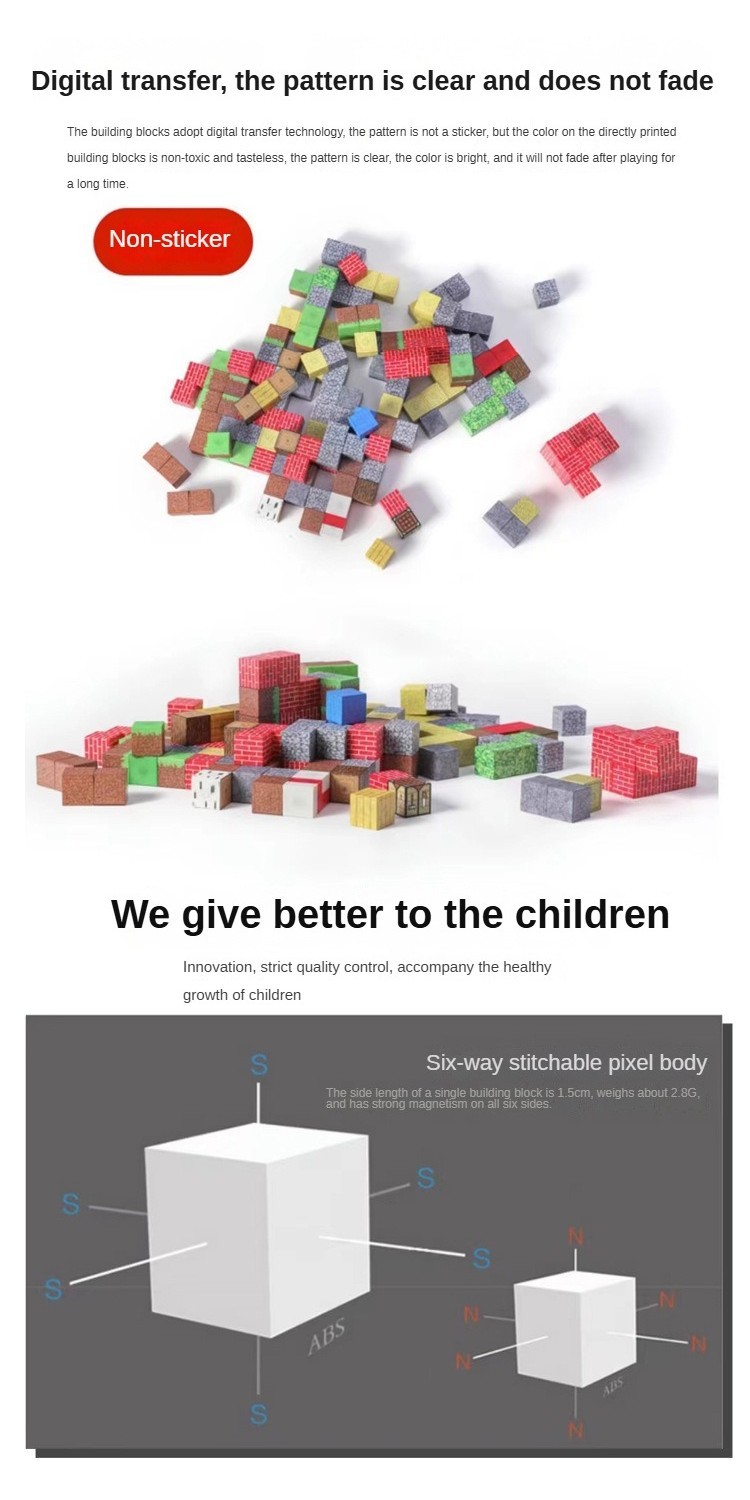 10 ชิ้น 1-40 Minecraft My World Magnetic Cube Building Blocks DIY ...