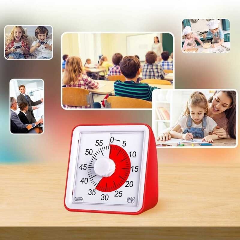 Timer,60 Visual Minute Kids Timer,3 Inch Countdown Timer,Silent Visual ...