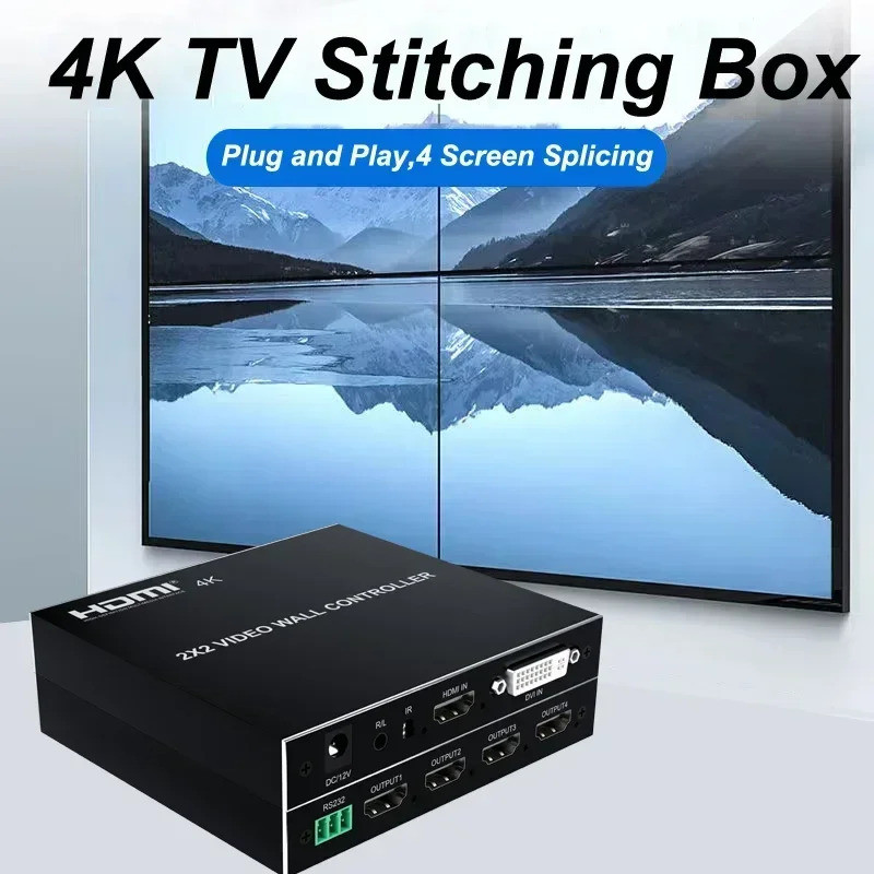 4k 2x2 Video Wall Controller 1080p TV Splicing กล่อง 1x2 1x3 1x4 2x1 ...