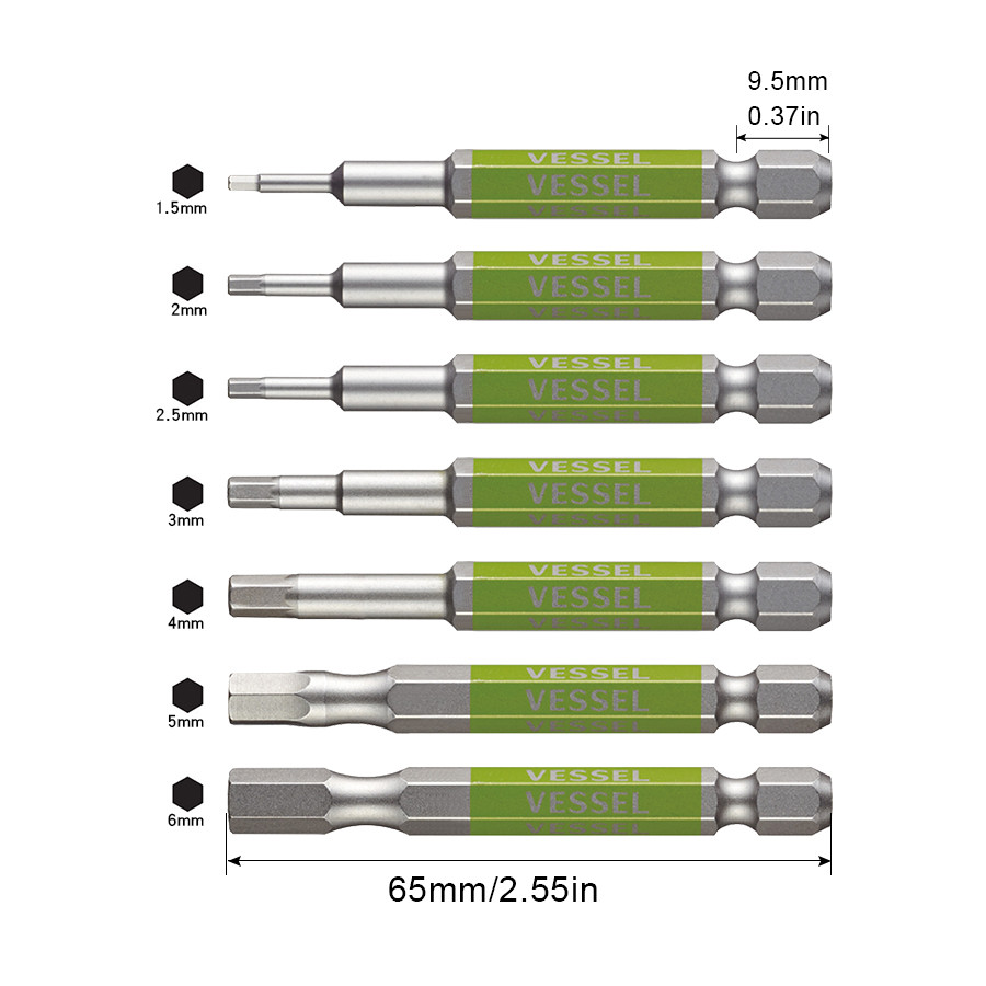 Vessel ไขควงแม่เหล็กชุด Bit สําหรับ Phillips Slotted และสกรู Hex Single ...