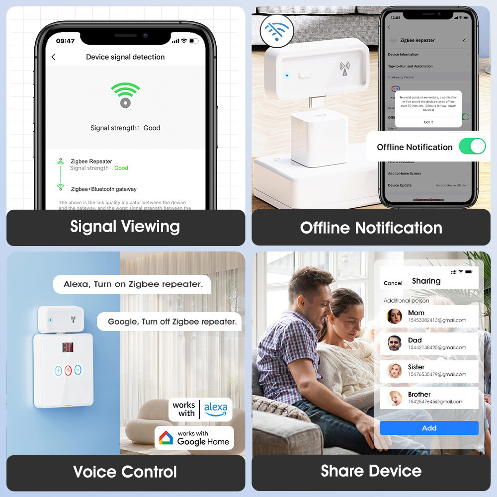 สมาร์ท Zigbee Range Extender Wireless Repeater Booster Type-C ผ่านผนัง ...