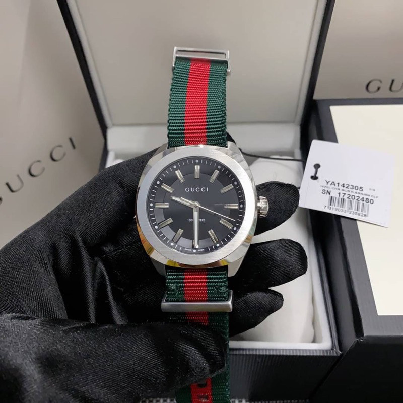 GUCCI GG2570 BLACK DIAL GREEN RED YA142305 / BLUE RED YA142304 NYLON ...