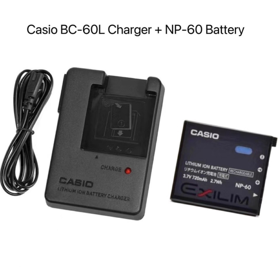 ในสต็อก Casio NP-60 NP60 แบตเตอรี่ BC-60L BC60L เครื่องชาร์จสําหรับกล้อง EX-Z80 EX-Z85 EX-Z9 EX ...