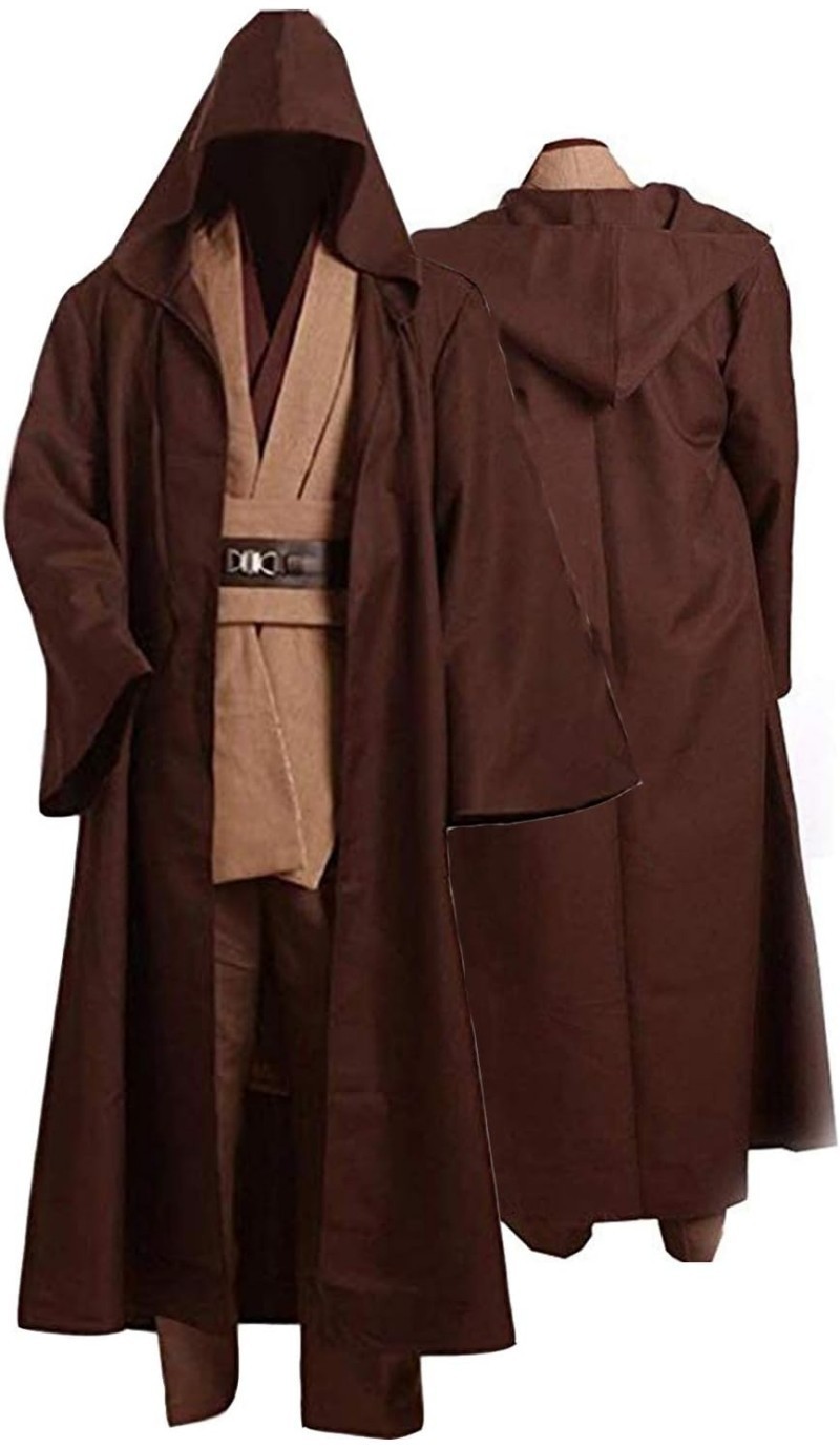 เอวผูกเสื้อผ้าผู้ชายเอวผูกhooded RobeชุดStar Wars Obi Wan Kenobiคอสเพล ...