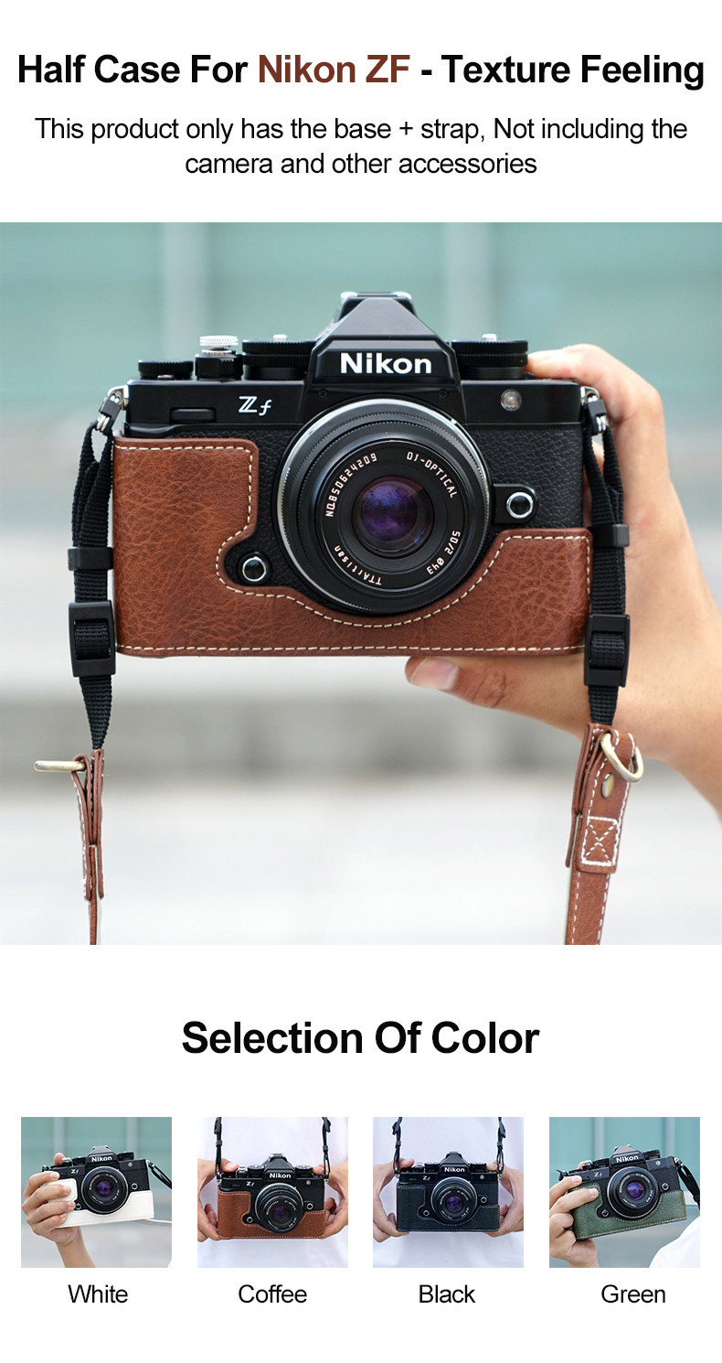 กระเป๋ากล้องเรียบ PU หนังครึ่งสําหรับ Nikon ZFC ZF Sony ZV1F ZV1 II ...