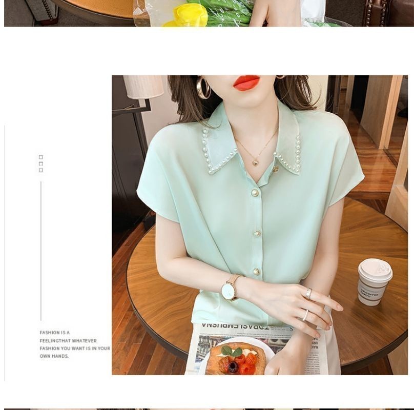 เสื้อเชิ้ตแขนสั้น ผ้าชีฟอง แฟชั่นฤดูร้อน สําหรับผู้หญิง | Shopee Thailand