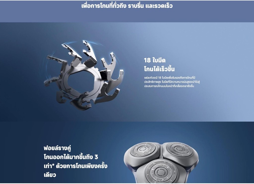 Xiaomi Electric Shaver S101 ที่โกนหนวด I อัปเกรดขึ้นเป็น 18 ใบมีด I ...