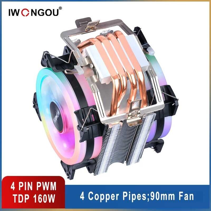 Am4 4Pin 90Mm RGB Cooling Cpu Fan IWONGOU Air Cooler X99 4 Heatpipes ...