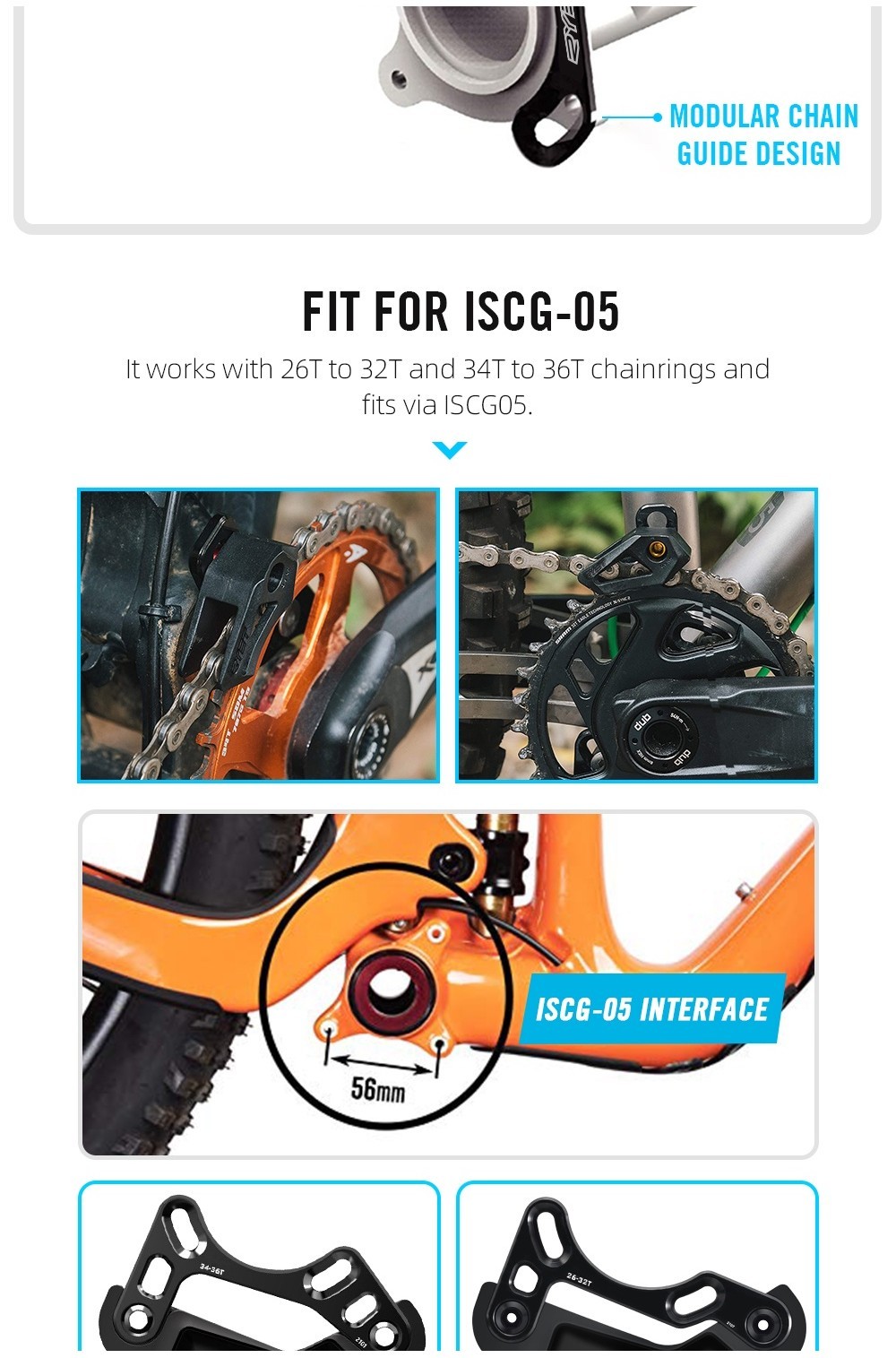 2023 RYET MTB BASH GUARD จักรยาน ISCG05 ChainGuide Mountain Bike Chains Stabilizer 26-32T 34-36T ...