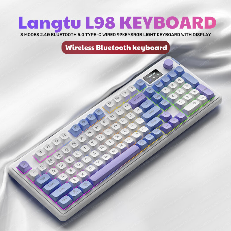 Langtu L98 Mechanical Keyboard 98 Keys Wireless Bluetooth 2.4G Wired Gaming Keyboard RGB Backlit ...