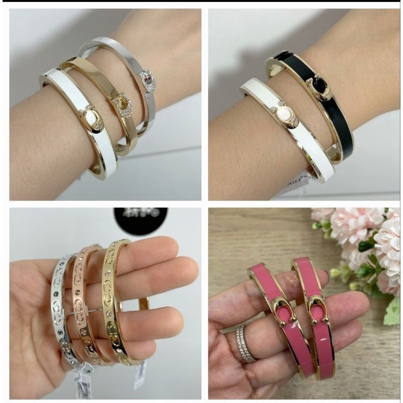 ♞แท้ พร้อมส่งเครื่องประดับ กำไล PAVE SIGNATURE HINGED BANGLE (COACH ...